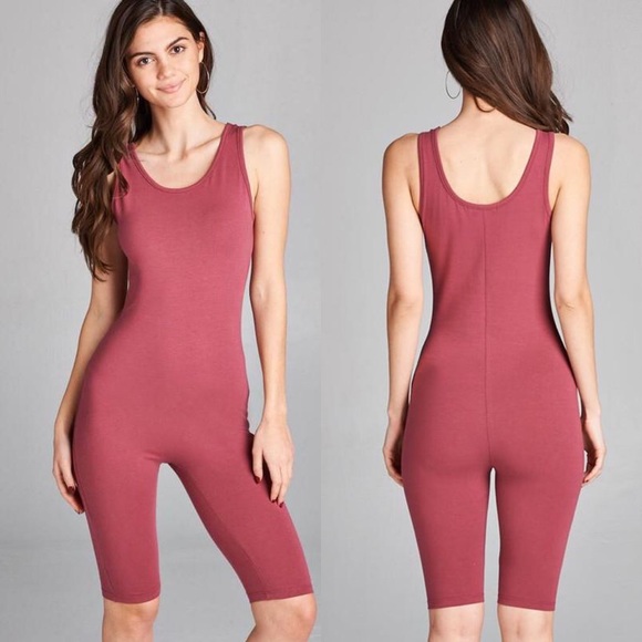 Pants & Jumpsuits | Dark Mauve Knee Length Bodycon Romper | Poshmark
